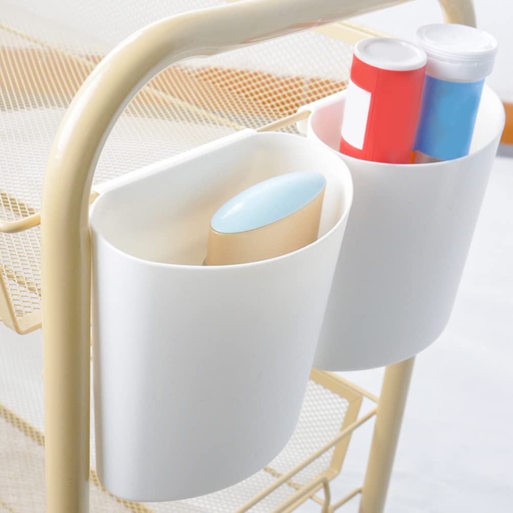 BESTonZON Utility Cart Hanging Cup 4pcs Hanging Cup Holder Rolling Cart Accessories Hanging Bins Pencil Holder Storage Containers Cup Hanging Buckets Makeup Organizers for Craft Supplies