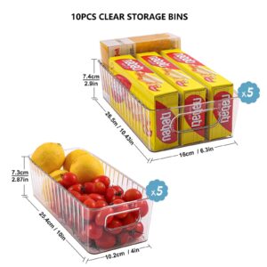 Shopwithgreen Clear Refrigerator Organizer Bins,10 PCS Stackable Food Storage Organizer with Handle, BPA Free and Plastic Freezer Organizer for Fridge, Pantry, Cabinet, Kitchen Countertops