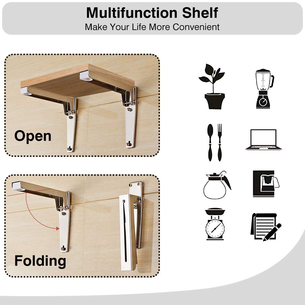 Microwave Bracket Wall Mount Heavy Duty Under Cabinet Microwave Mount Holder Stainless Steel Folding Shelf Microwave Mount Universal Rack Kit 2 Pack Silver