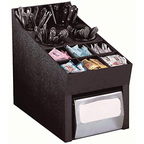 Dispense-Rite NLO-SWNH Countertop Multi-Purpose Organizer with Napkin Dispenser, Black Polystyrene