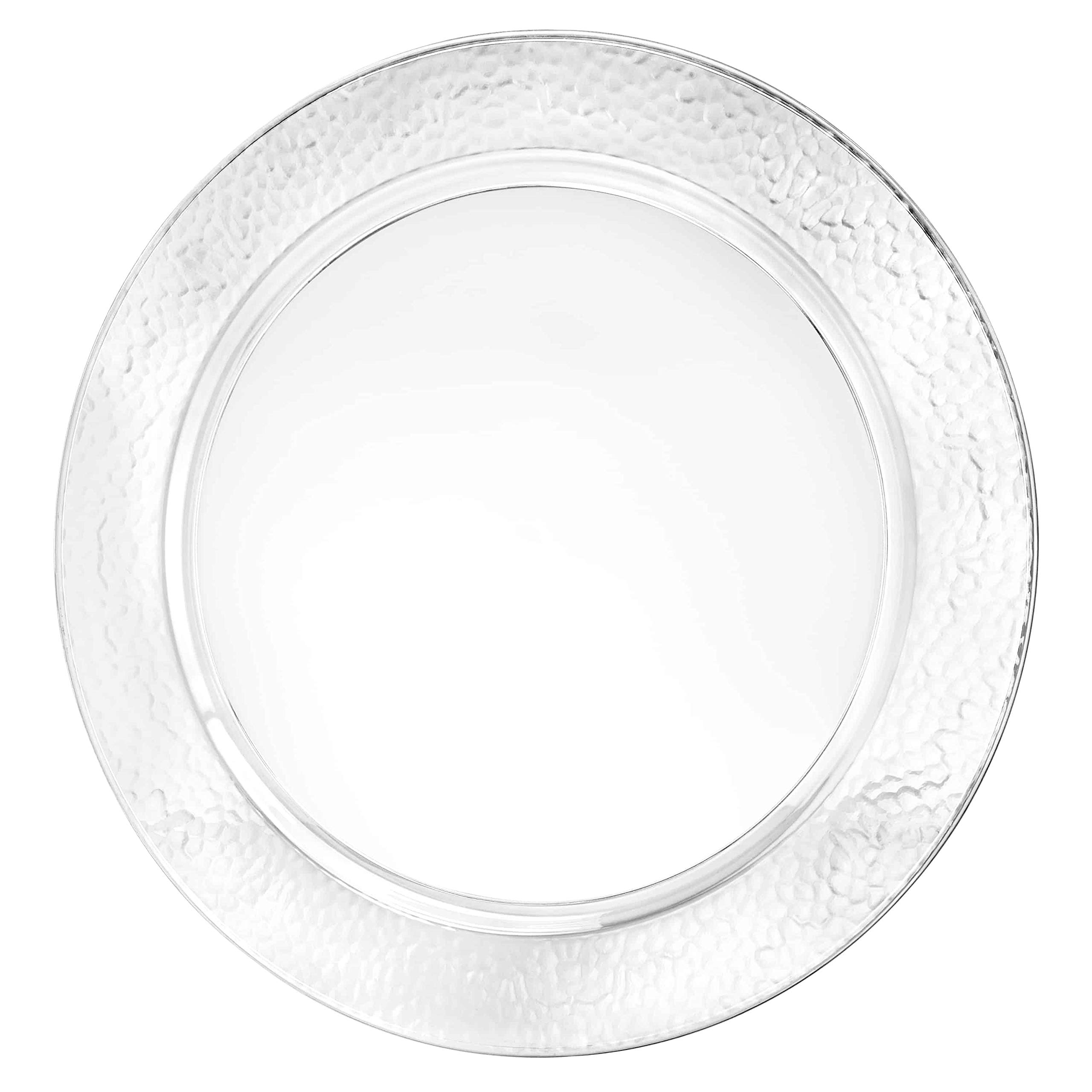 Premium Clear Round Plastic Serving Trays (Pack of 2) - 13.5" - Extra Heavy Weight & Pebbled Design - Perfect for Parties, Gatherings, and Everyday Dining