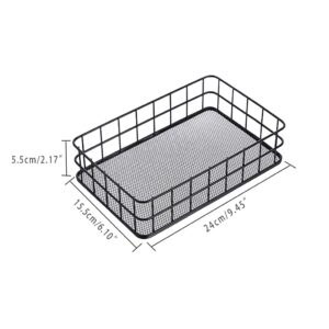 Hizibesty Black Metal Wire Cabinet Organizer Storage Organizer Bin Basket Tray - for Kitchen Pantry Pantry Fridge, Closets, Garage Laundry Bathroom 9.45"X6.10"x2.17”