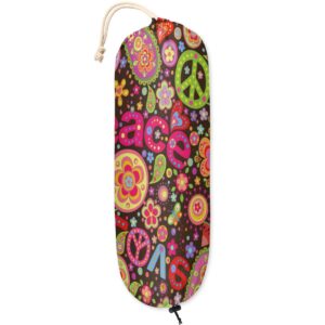 colorful paisley plastic bag holder, rainbow flower grocery bag storage holder garbage shopping bag trash bags organizer for kitchen home