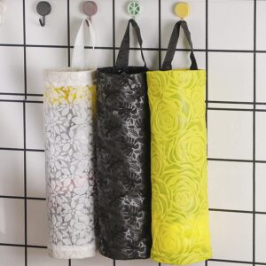 Trash Hanging Storage Plastic Bags Organization Kitchen Dispenser Garbage Wall Mounted Grocery Holder Home Garbage Bag Organizer (Yellow)