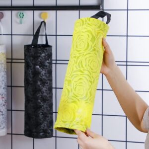 Trash Hanging Storage Plastic Bags Organization Kitchen Dispenser Garbage Wall Mounted Grocery Holder Home Garbage Bag Organizer (Yellow)