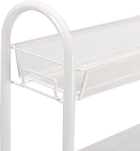 Rackaphile 4-Tier Slim Slide Out Storage Tower Rack Mesh Rolling Organization Serving Cart Shelf for Narrow Spaces Roller, White (4-Tier)