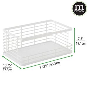 mDesign Wide Stackable Metal Wire Food Baskets with Open Front for Kitchen, Pantry, Cabinet, Countertop, Bin for Fruit, Vegetable, and Snack Storage Organizer, Carson Collection, 4 Pack, Matte White