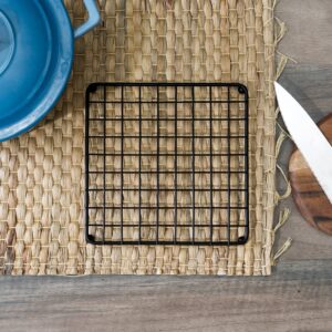 Home Basics Grid Collection Non-Skid Square, Black Kitchen-trivets