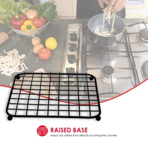 Home Basics Grid Collection Non-Skid Square, Black Kitchen-trivets