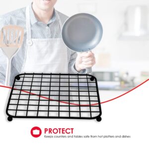 Home Basics Grid Collection Non-Skid Square, Black Kitchen-trivets