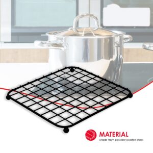 Home Basics Grid Collection Non-Skid Square, Black Kitchen-trivets