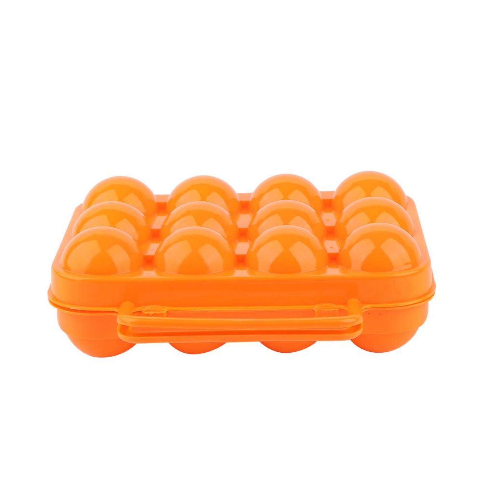 Plastic Egg Storage Box With Buckle Double Side Plastic Egg Tray Storage Box for Refrigerator and Cabinet Eggs Container with Handle and Lid for Protecting 12 Eggs 7.96.72.8Inch(Orange)