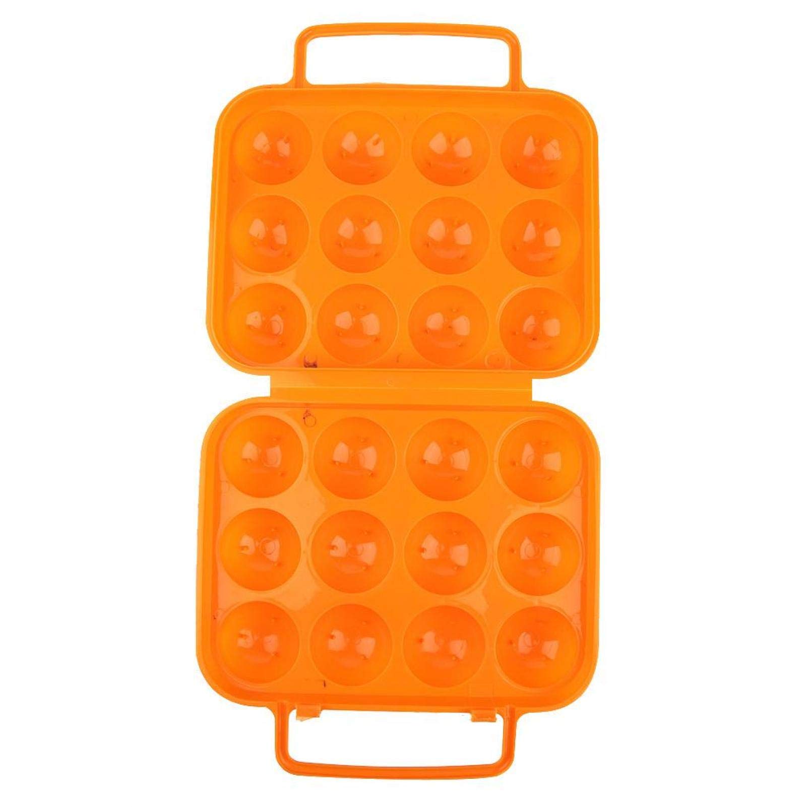 Plastic Egg Storage Box With Buckle Double Side Plastic Egg Tray Storage Box for Refrigerator and Cabinet Eggs Container with Handle and Lid for Protecting 12 Eggs 7.96.72.8Inch(Orange)