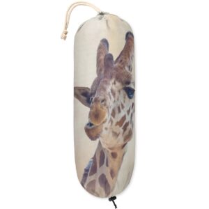 painting of giraffe grocery plastic bag holder wall mount plastic bags organizer storage dispenser animal giraffe shopping trash bags carrier for home kitchen decor