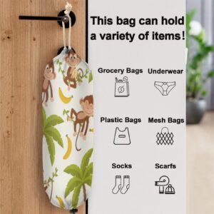 Animal Monkey Plastic Bag Holder, Tropical Banana Grocery Bag Storage Holder Hanging Garbage Shopping Bag Trash Bags Organizer for Kitchen Home