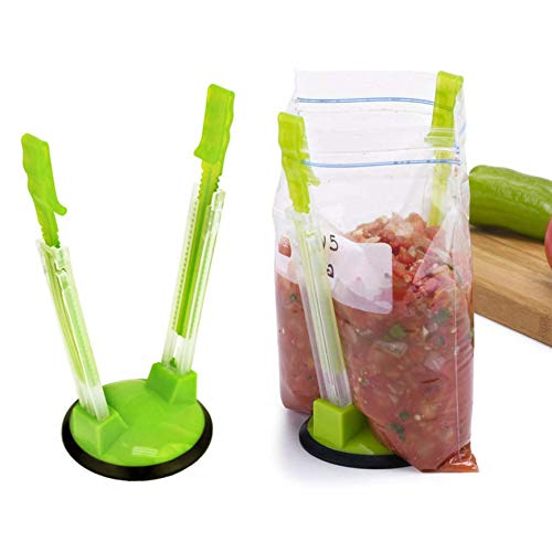 Baggy Rack - (2 Pack) Sandwich Bag Racks, Clip Food Storage Bags Onto Holder, Best Opener for Freezer & Storage Baggie - Ideal Plastic Kitchen Gadget, No Hassle Cooking Solutions For a Clean Pour