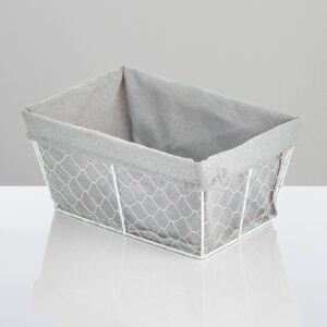 mDesign Medium Metal Farmhouse Home Storage Organizer Basket - Chicken Wire Design, Fabric Liner for Kitchen, Bathroom, Living Room, Pantry, Cupboard, Shelves, Countertop, 2 Pack, White/Gray