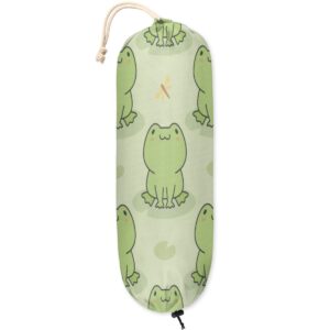 kawaii frog plastic bag holder wall mount grocery bag holder reusable trash bag organizer washable large grocery bag storage dispenser ​for kitchen pantry