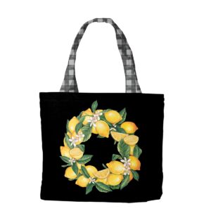 briarwood lane lemon wreath summer canvas tote bag 14.5" x 15"