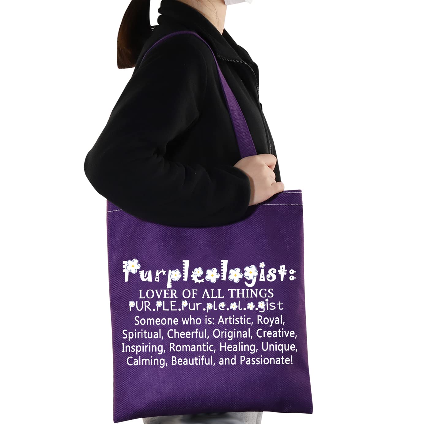 TSOTMO Purple Tote Pouch Purple Background Tote Bag Lover of All Things Purple Gift Purple Designed Tote Bag For Purple Lovers (Purple Canvas)