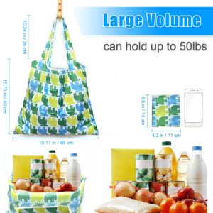 MRYUWB 6 Pcs Set Reusable Grocery Bags, Foldable Shopping Bags, Large Groceries Bags with Pouch Bulk, Ripstop, Easy Carrying，Waterproof, Eco-Friendly, Machine Washable Nylon Tote Bag (Elegant Vintage)