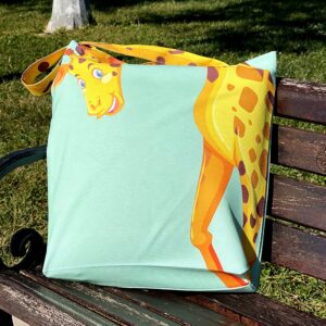 Giraffe Gifts for Women - Funny Giraffe Decor - Giraffe Lover Gift Bag for Women - Canvas Reusable Large Halloween Tote Bag for Grocery Shopping Beach - Book Tote Bag - Teacher Tote (Green - Giraffe)