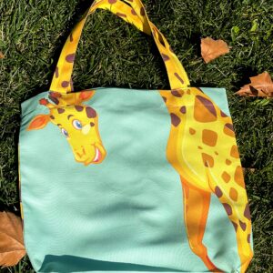 Giraffe Gifts for Women - Funny Giraffe Decor - Giraffe Lover Gift Bag for Women - Canvas Reusable Large Halloween Tote Bag for Grocery Shopping Beach - Book Tote Bag - Teacher Tote (Green - Giraffe)