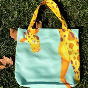 Giraffe Gifts for Women - Funny Giraffe Decor - Giraffe Lover Gift Bag for Women - Canvas Reusable Large Halloween Tote Bag for Grocery Shopping Beach - Book Tote Bag - Teacher Tote (Green - Giraffe)