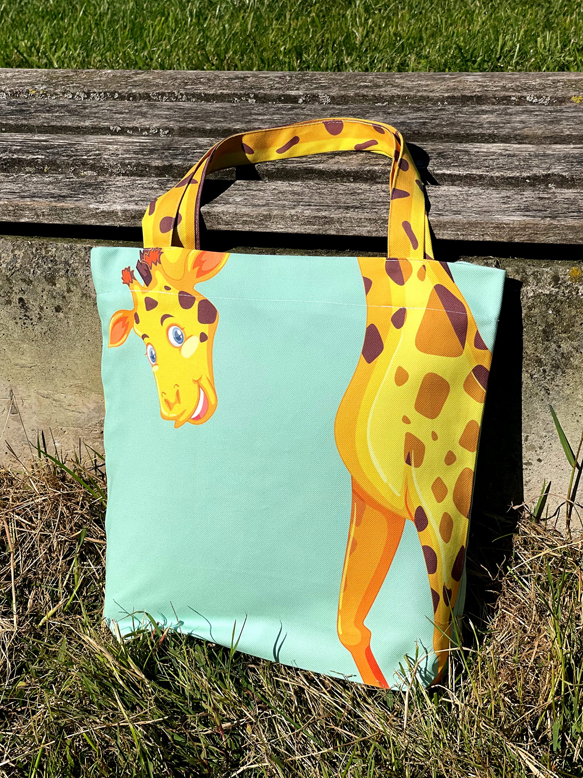 Giraffe Gifts for Women - Funny Giraffe Decor - Giraffe Lover Gift Bag for Women - Canvas Reusable Large Halloween Tote Bag for Grocery Shopping Beach - Book Tote Bag - Teacher Tote (Green - Giraffe)