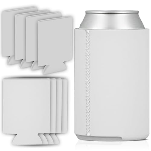 CSBD 12 Pack Blank Can Coolers, Foam Collapsible Insulated Can Sleeves for Beer, Soda, Water Bottles, Bulk Customizable Sublimation Blanks for DIY, HTV Vinyl Projects, Parties, Weddings - White