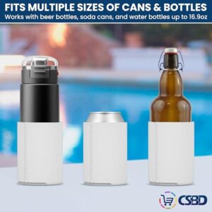 CSBD 12 Pack Blank Can Coolers, Foam Collapsible Insulated Can Sleeves for Beer, Soda, Water Bottles, Bulk Customizable Sublimation Blanks for DIY, HTV Vinyl Projects, Parties, Weddings - White