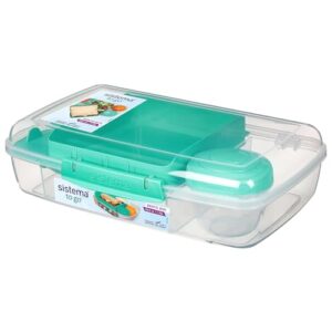 sistema to go collection large bento box plastic lunch and food storage container, 7.4 cup, multi compartment, color varies | bpa free