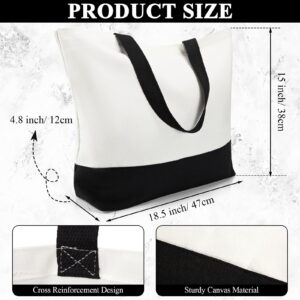 20 Pack Large Canvas Tote Bags, Reusable Blank Tote Bulk Washable Grocery Bags with Handles DIY Shopping Cloth Bags for Beach Travel Work School, 18.5 x 15 x 4.8 Inches