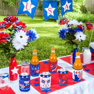 16PCS 4th/Fourth of July Decorations Can Cooler Sleeves for Independence Day Memorial Day Patriotic Party Supplies