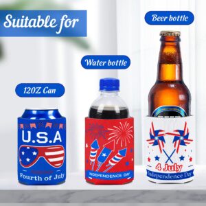 16PCS 4th/Fourth of July Decorations Can Cooler Sleeves for Independence Day Memorial Day Patriotic Party Supplies