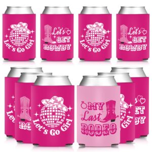 karaqy cowgirl bachelorette party bride vibes can cooler - 12 pcs drink sleeve, bachelorette for bridal shower, engagement party decoration and bride to be gift bridesmaid gifts