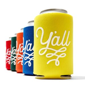 y'all texas party beverage insulator in five colors can sleeve insulator texas gift