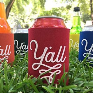 Y'all Texas Party Beverage Insulator in Five Colors Can Sleeve Insulator Texas Gift