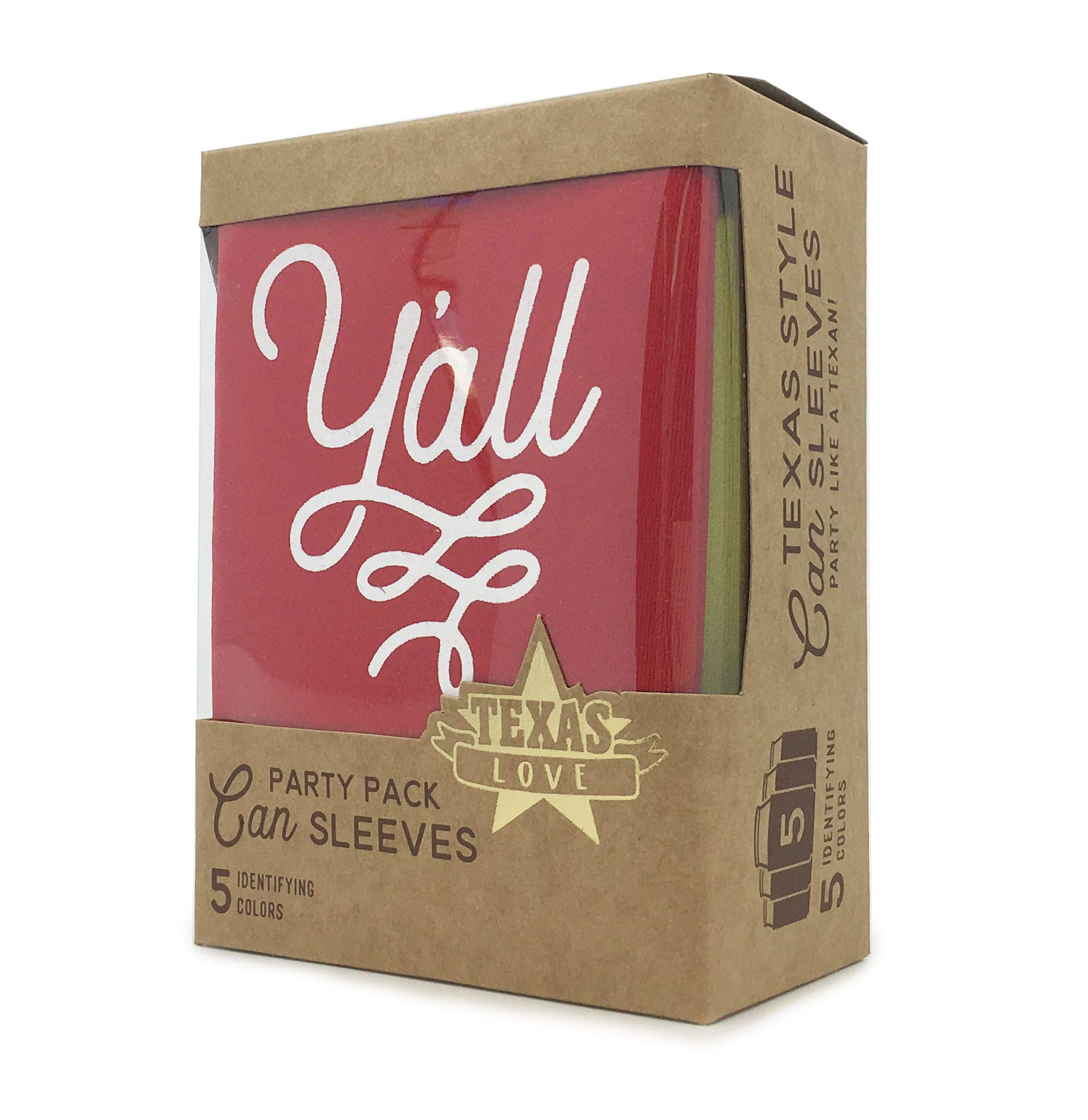 Y'all Texas Party Beverage Insulator in Five Colors Can Sleeve Insulator Texas Gift