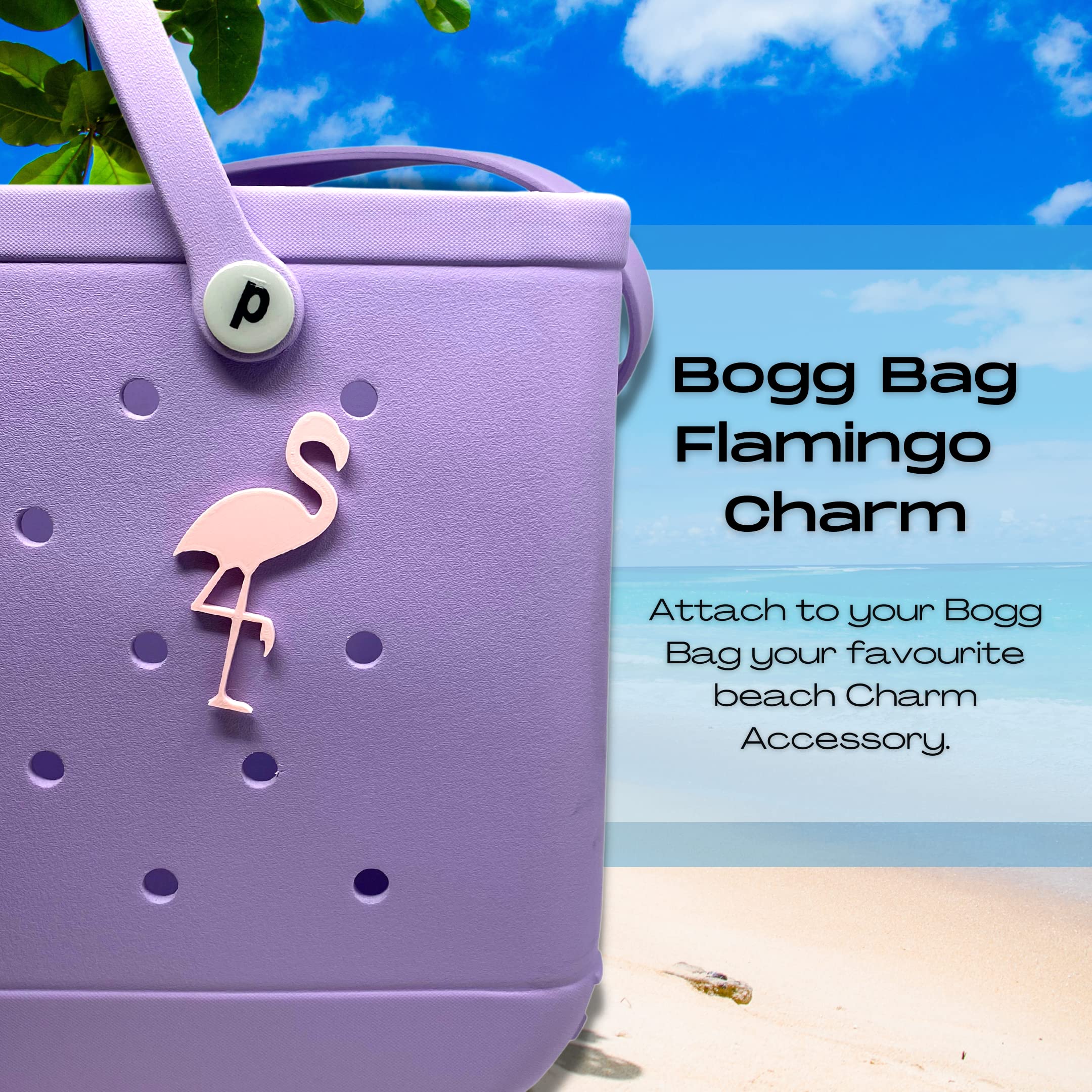 BOGLETS - Flamingo Charm Compatible with Bogg Bags, Simply Southern Totes, and Other Similar Beach Bags (Flamingo)…