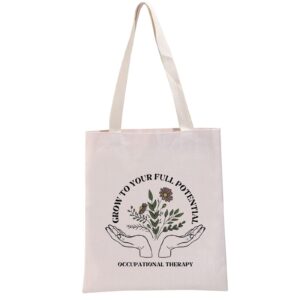 g2tup occupational therapist thank you gift ot canvas tote bag grow to your full potential shopping handbag occupational therapy graduation gift (grow to your full potential handbag)