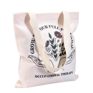 G2TUP Occupational Therapist Thank You Gift OT Canvas Tote Bag Grow To Your Full Potential Shopping Handbag Occupational Therapy Graduation Gift (Grow To Your Full Potential Handbag)