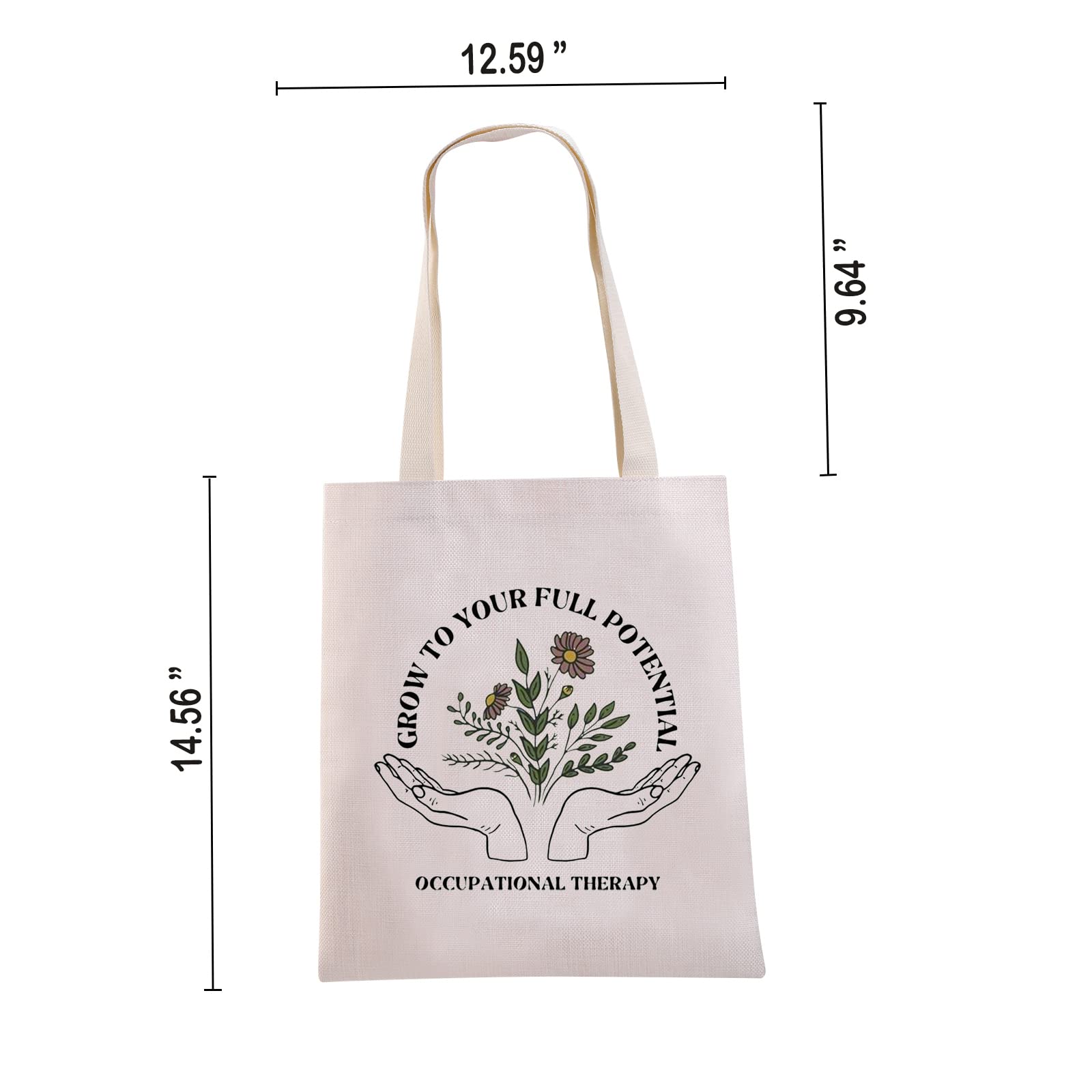 G2TUP Occupational Therapist Thank You Gift OT Canvas Tote Bag Grow To Your Full Potential Shopping Handbag Occupational Therapy Graduation Gift (Grow To Your Full Potential Handbag)