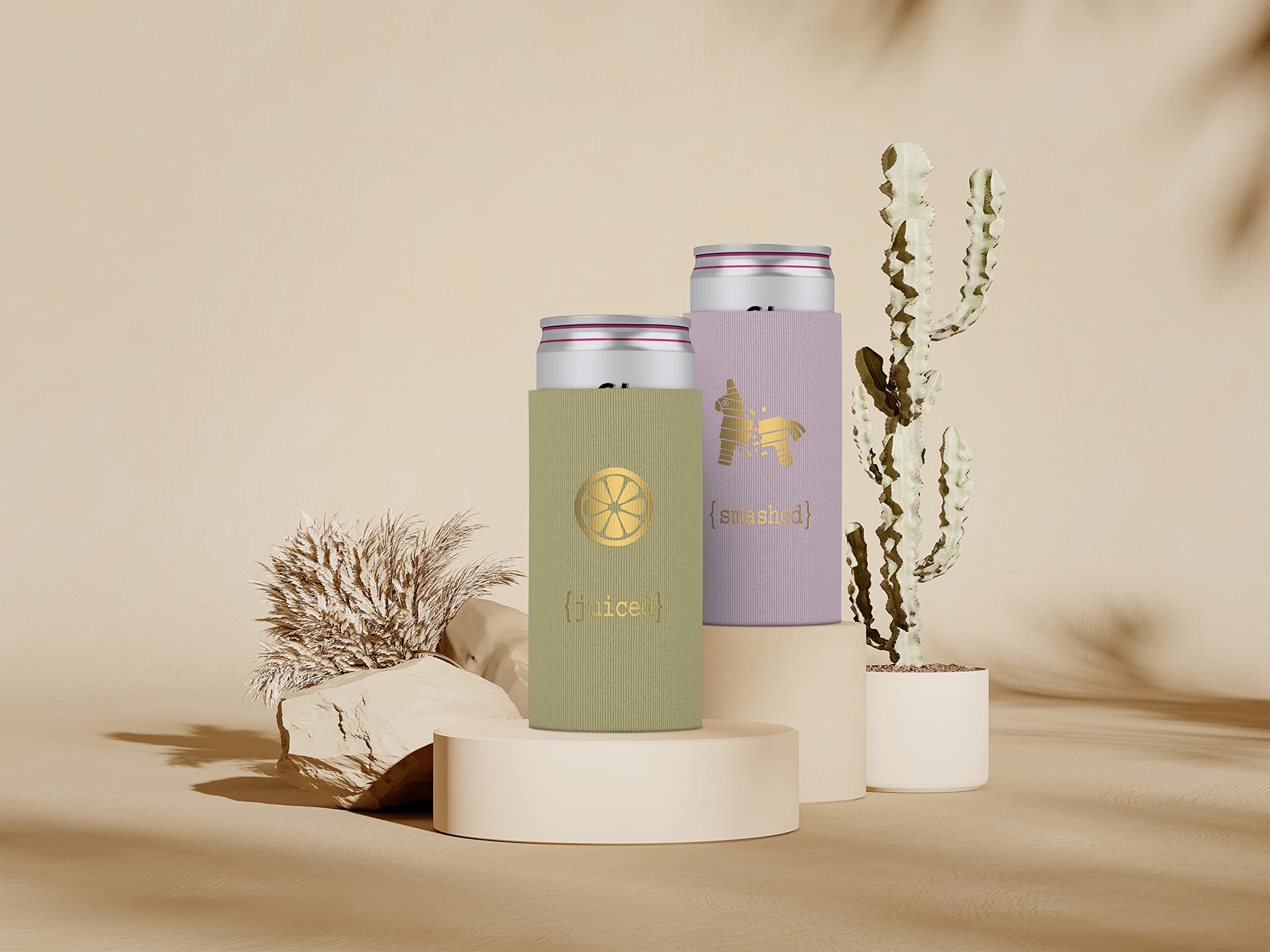 Retro Colored Slim Can Coolers (Set of 10) - Funny Gold Drinking Designs - Girls Trip Gifts Favors - Bachelorette Party - Adult Party Favors