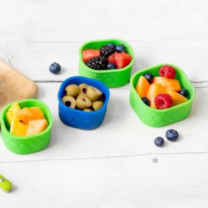 LunchBots Silicone Bento Cups Set - Accessories Designed to Fit in Medium and Large Bento Lunch Boxes - 7 Pieces - Blue/Aqua