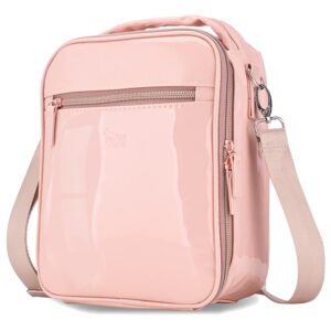 waterproof lunch box for girls cute kids lunchbox shiny pink lunch bags with shoulder strap and pocket for teen girls insulated lunch cooler bag for school outdoor travel