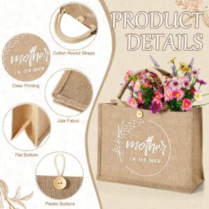 Coume 2 Pcs Mother of the Bride and the Groom Bags Wedding Gift for Guests Tote Bags with Handle Reusable Bridesmaid Gift Bags for Bridal Party Wedding Day (Brown, 15.8 x 11.8 x 5.9'')