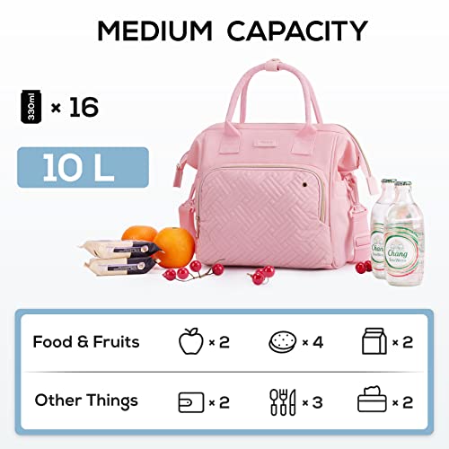 TOURIT Lunch Bag Women Large Insulated Lunch Bag Portable Cooler Lunch Box Lunch Tote Bag for Women Men Work,Picnic, Pink