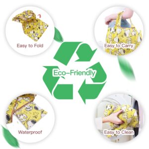 FINEX 3 Pcs Set Yellow Snoopy Waterproof Foldable Washable Reusable Grocery Bags