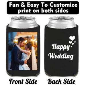 Custom Beer Can Cooler Sleeves Bulk Personalized Insulated Beverage Bottle Holder with Logo Image Text for Wedding Birthday Party